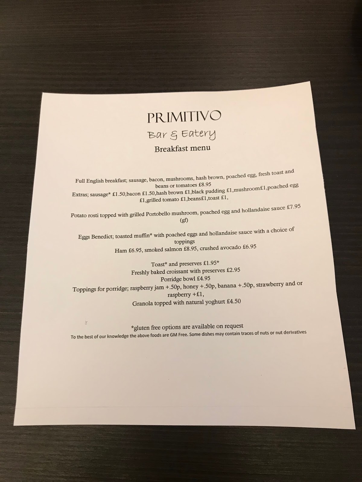Bella and Robot: Food Review: Primitivo Birmingham's new breakfast menu