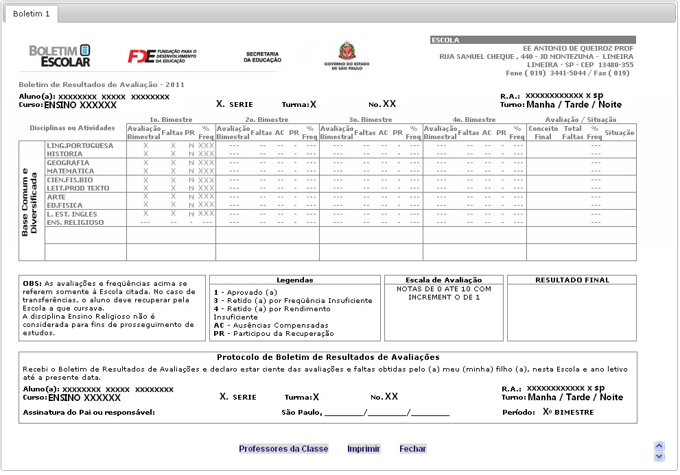 E. E. Profº Antônio de Queiroz: Boletim Lançado no GDAE