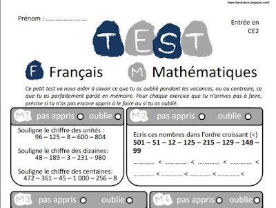 "rentrée" 3 Évaluations diagnostique Primaire math et français ~ Book Club
