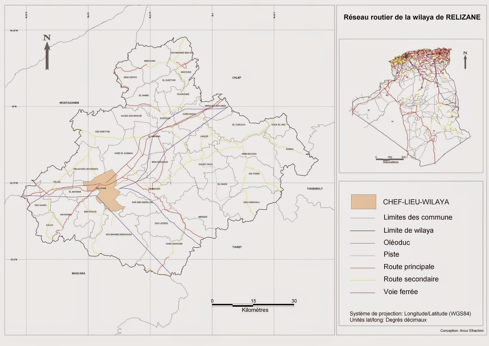 Découpage administratif de l'Algérie & Monographie: Carte du réseau ...