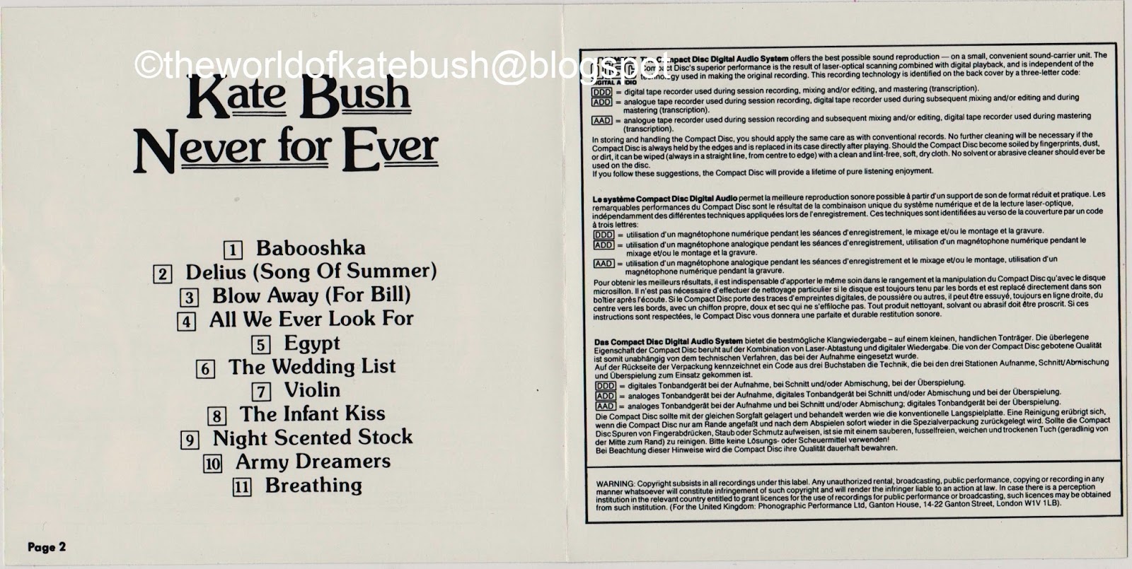 THE WORLD OF KATE BUSH: Never Forever - Box Set