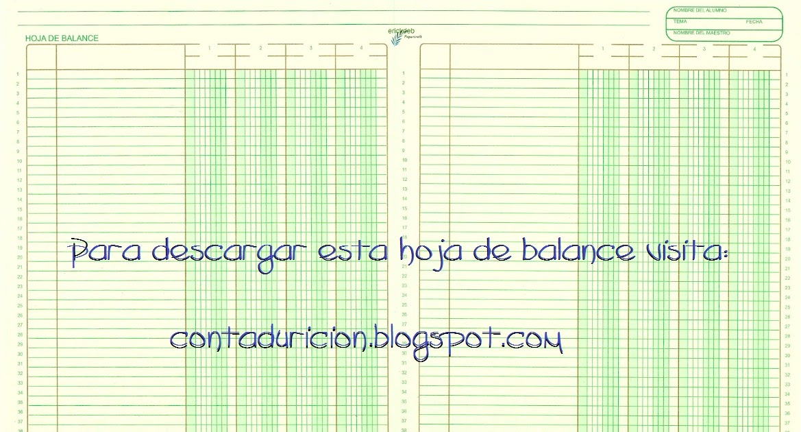 Papelería contable y administrativa GRATIS: Hoja de Balance General en ...