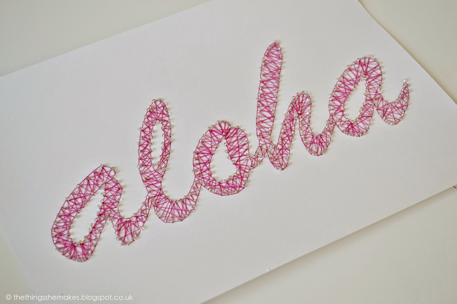 Bead and Thread Word Art | The Things She Makes