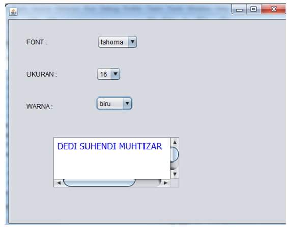 Membuat jenis tulisan, warna tulisan dan ukuran tulisan java dengan ...
