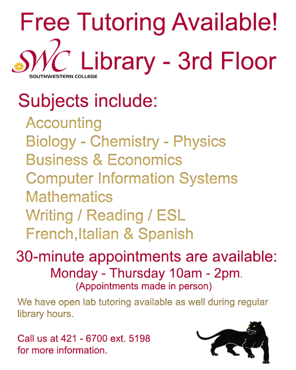 What's New @ SWC Library?: Need to catch up on your classes?