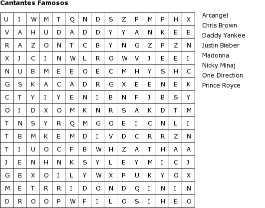 La musica es un ritmo.: Sopa de letra de cantantes famosos