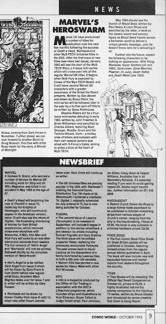 STARLOGGED - GEEK MEDIA AGAIN: 1992: MARVEL UK NEWS (Comic World)