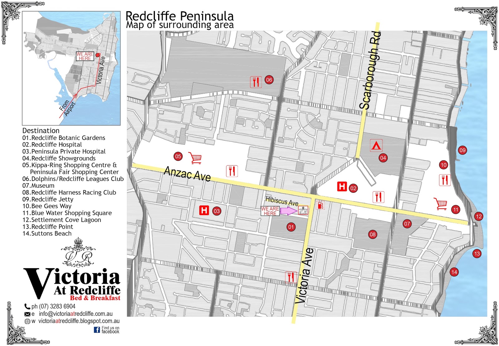 'Victoria At Redcliffe' ....Bed and Breakfast: Location | Direction | Map