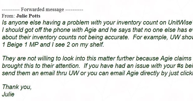 UnitWise Inventory Questions