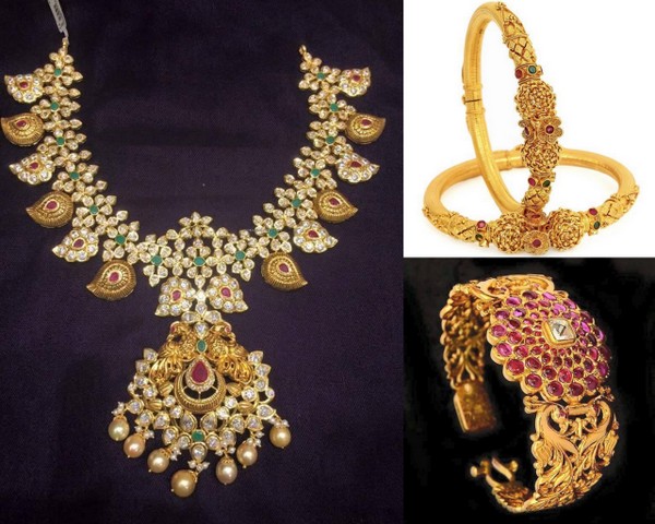 Mango Necklace Broad Gold Bangles - Jewellery Designs
