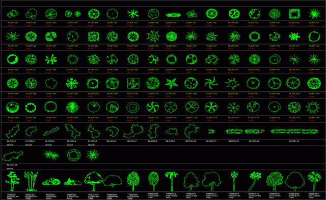 Bibliothèque Autocad des Arbres blocs dwg