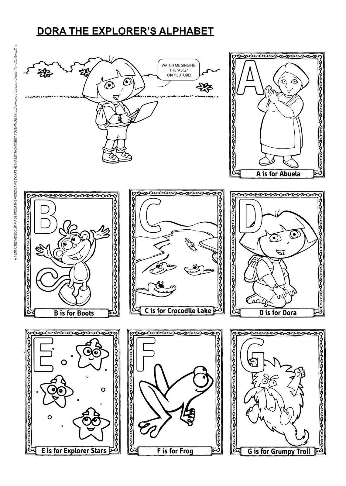Páginas para colorear originales Original coloring pages: ABCs - Dora ...