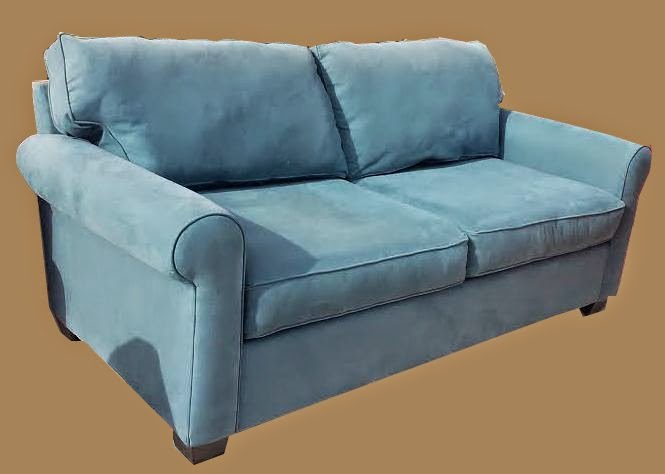 Uhuru Furniture & Collectibles: Slate Blue Microfiber Sofa by Pottery ...