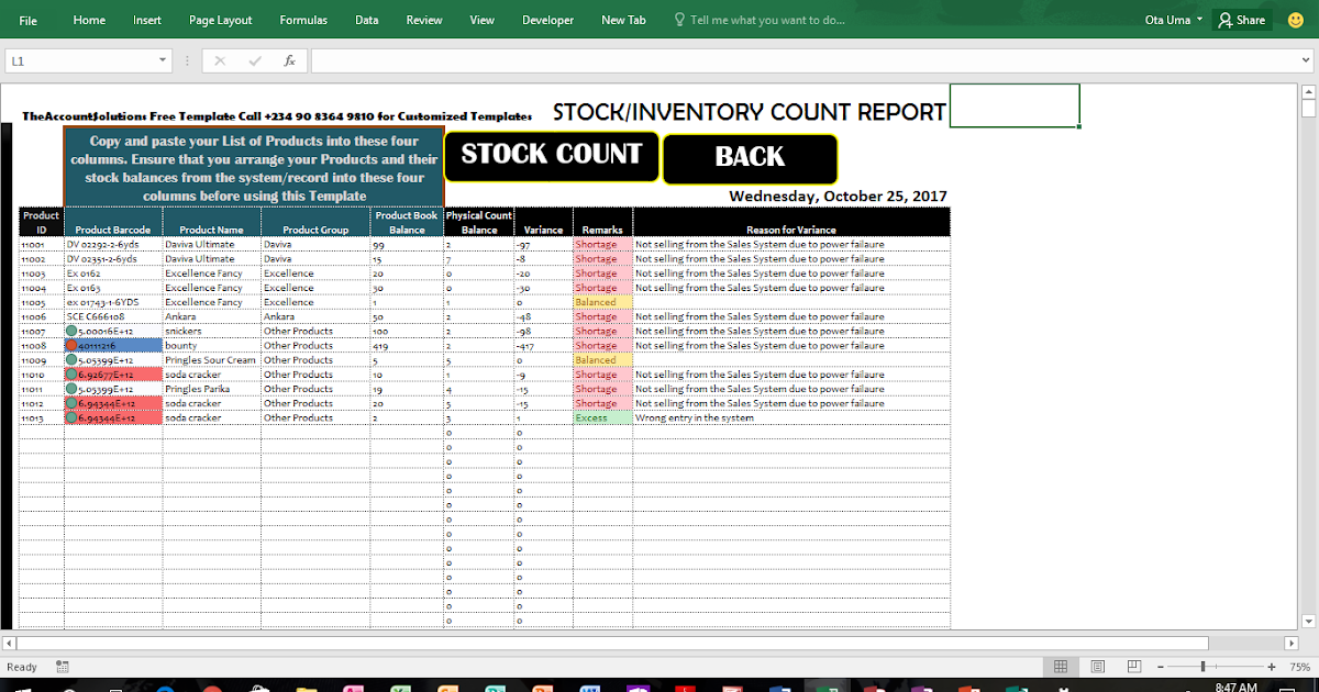 HOW TO COUNT STOCK/INVENTORY WITH A BAR-CODE SCANNER ON EXCEL