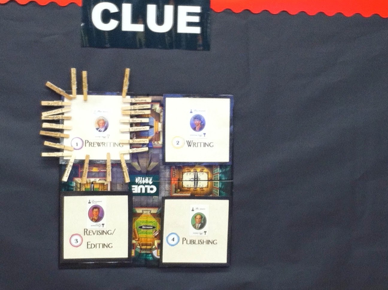 Creative Teaching Ideas: Interactive Clue Writing Process board
