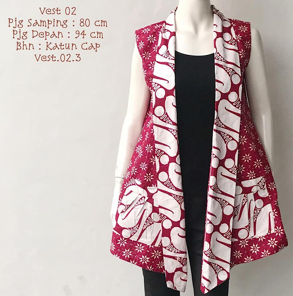 Cardi Outer Vest Batik Tanpa Lengan Monic - Batik Bagoes Solo