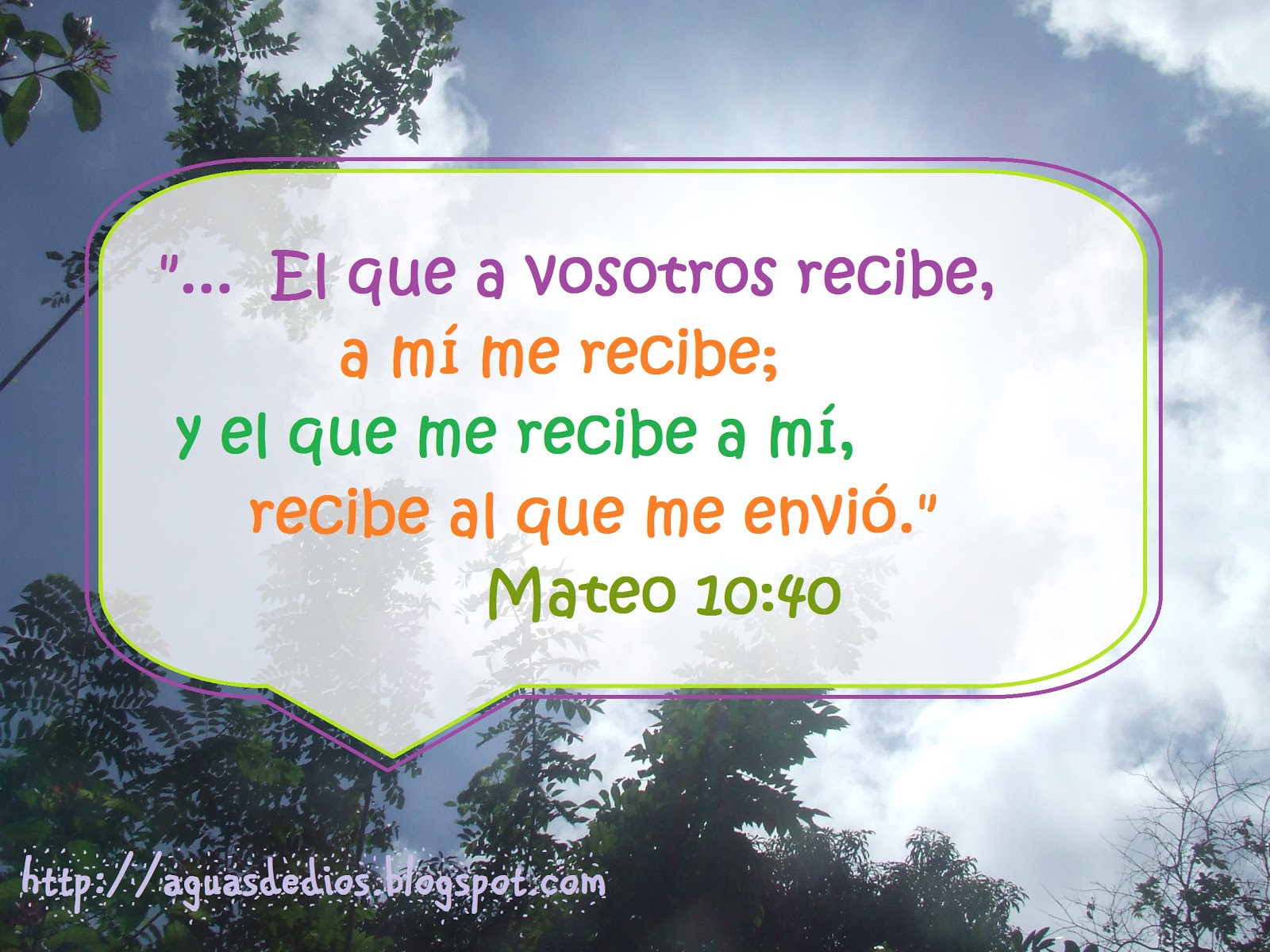 Compartamos la Palabra de Elohim: "... El que a vosotros recibe, a mí ...