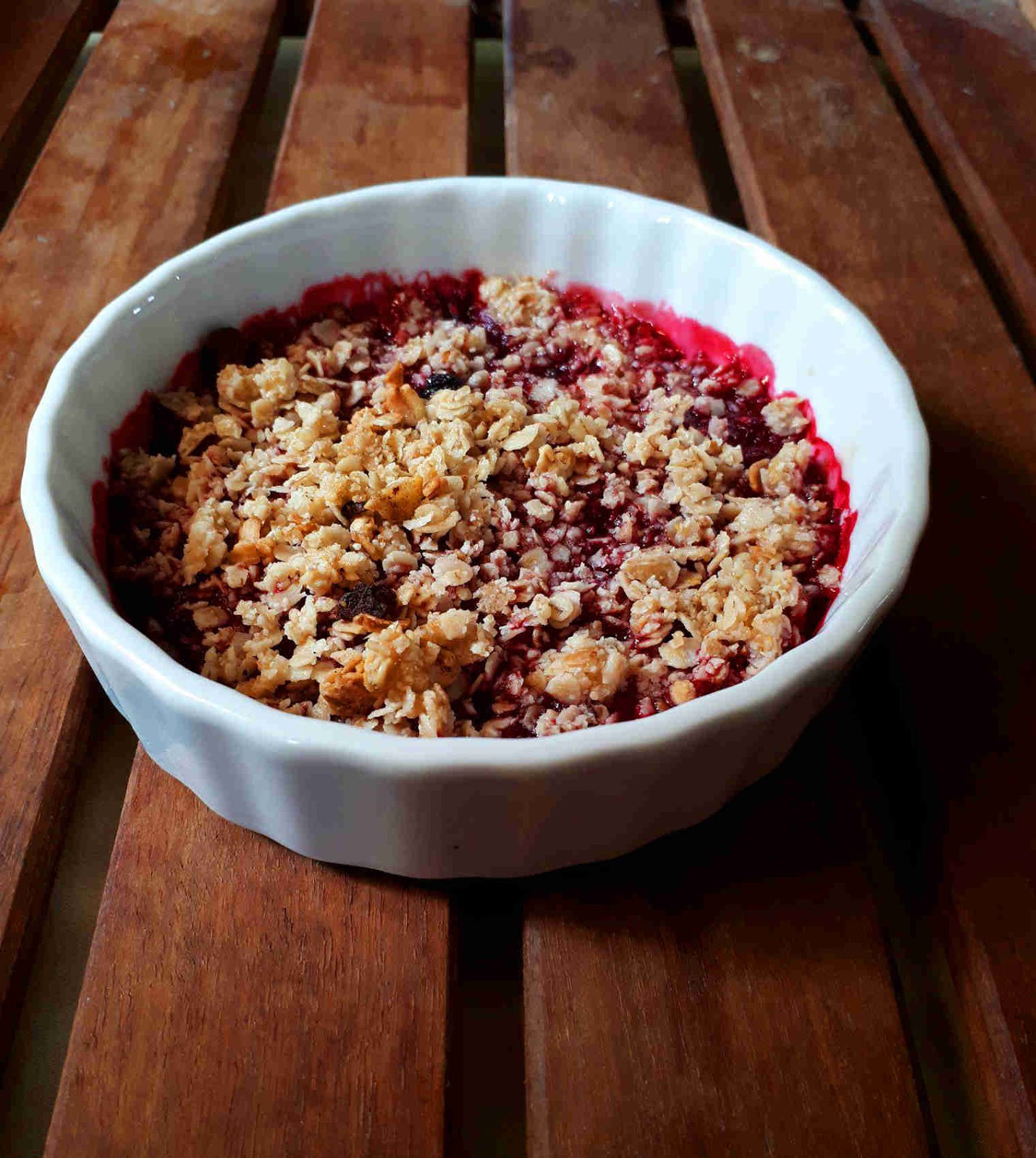 Recette de crumble pommes framboises vegan et sans gluten