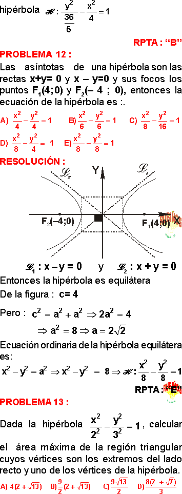 HIPÉRBOLAS PDF EJERCICIOS RESUELTOS