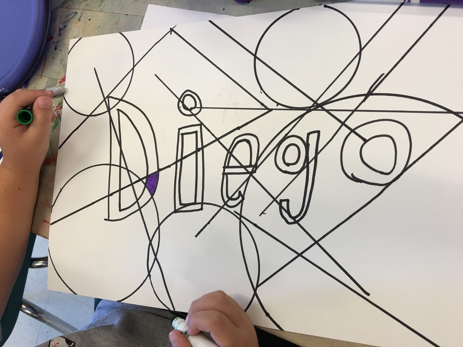 Art Room Blog: 2nd Grade Name Lines, Circles, Warm and Cool...