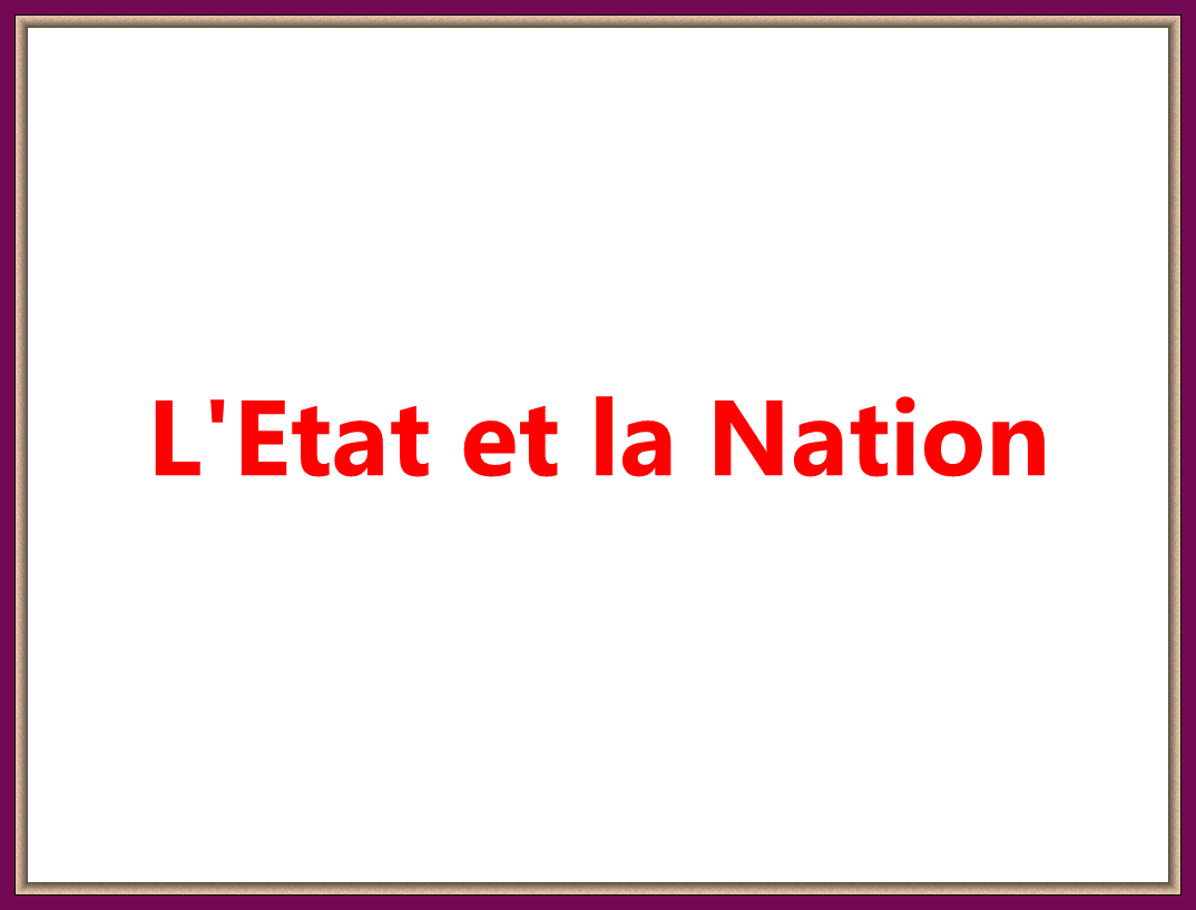 L'Etat et la Nation