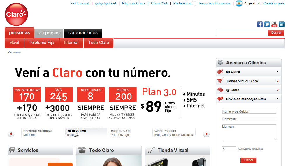 Enviar Mensajes A Claro - sforouscreditos