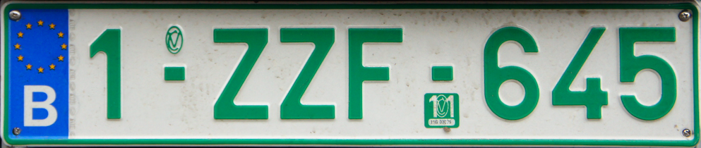 Belgian Licence Plates: Belgian European licence plates