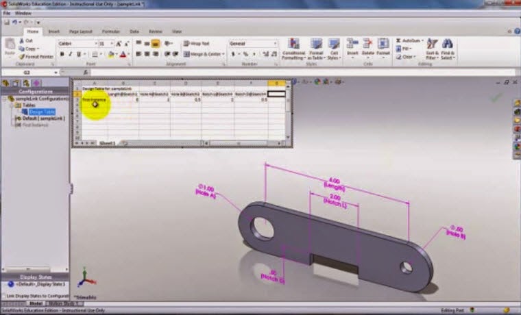 How to Use The Design Tables with 3D model in Solidworks Parts ...