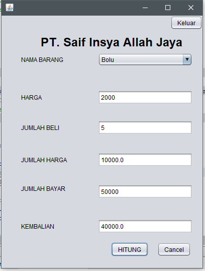 MEMBUAT DAFTAR HARGA BARANG MENGGUNAKAN JAVA NETBEANS