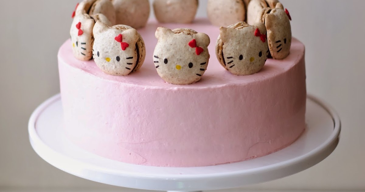 i heart baking!: hello kitty macaron cake with neapolitan layers (and nut-free sesame seed ...
