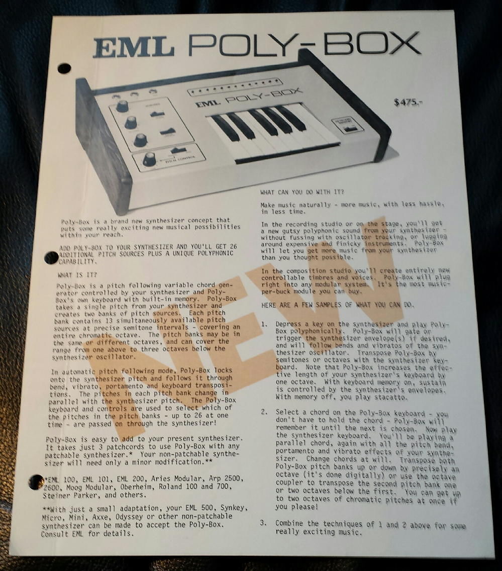 MATRIXSYNTH: EML Synthesizer brochures, EML Family and Polybox, EML 500 ...