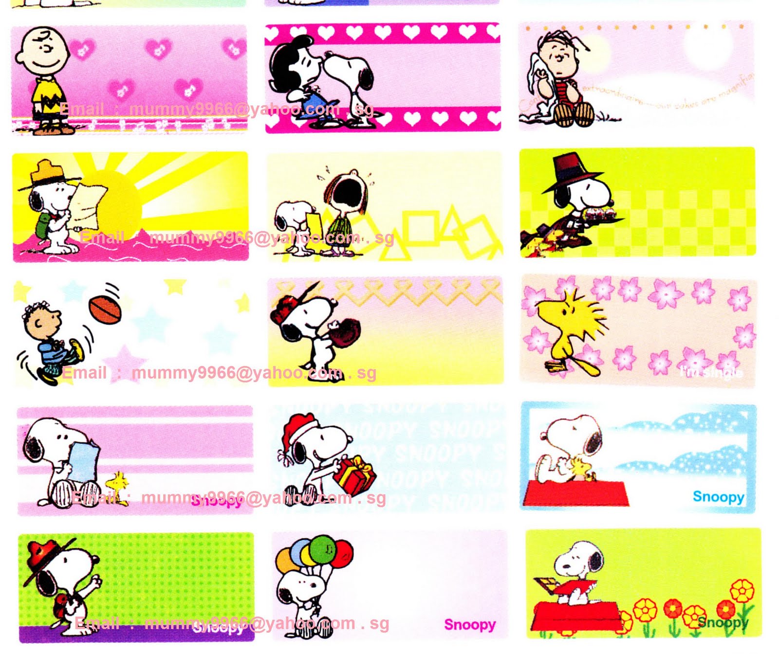 Name Sticker Mall 30x13mm: Waterproof Name Sticker 30x13mm SS03--Snoopy