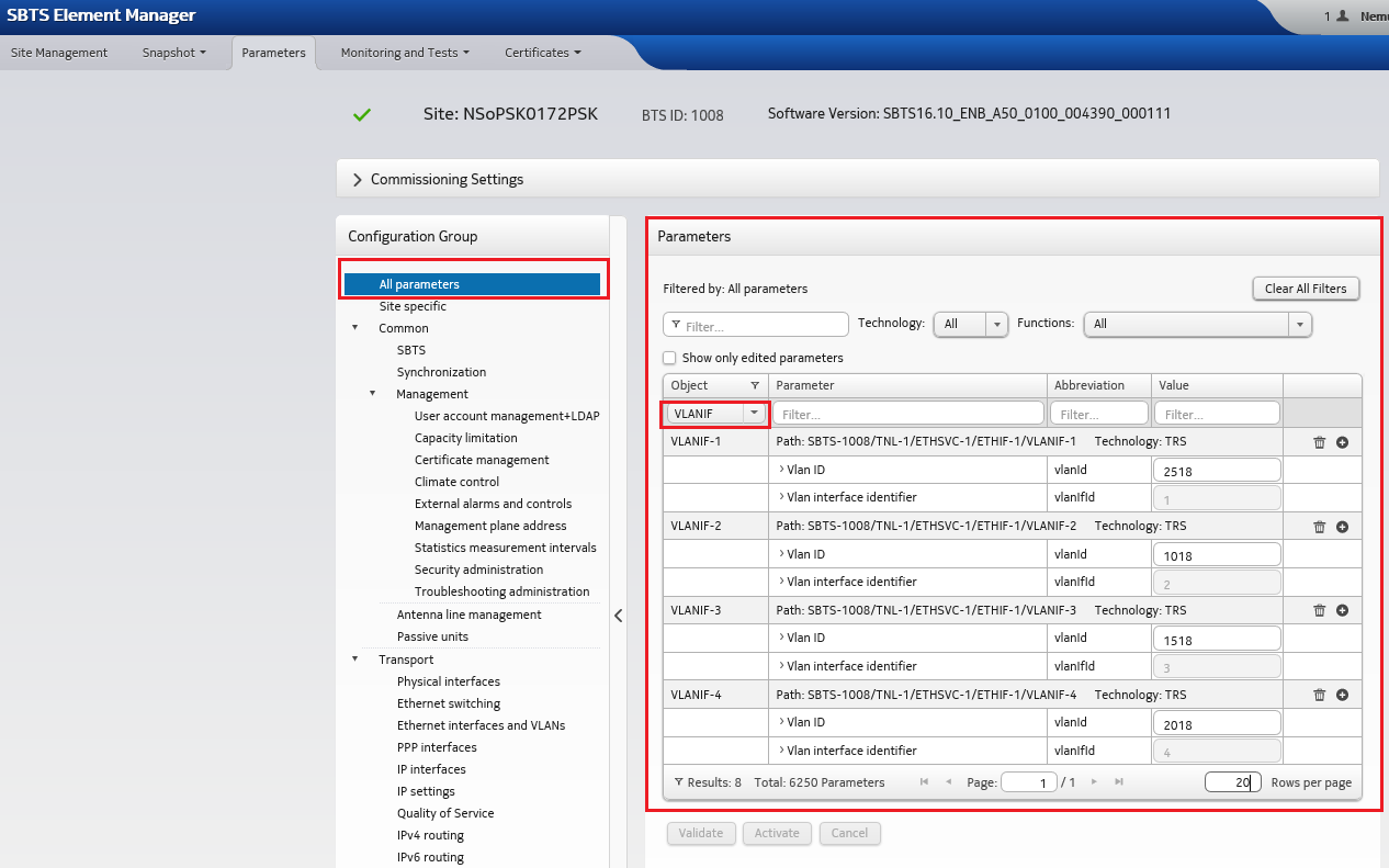 Check configuration on Nokia Single RAN in LMT
