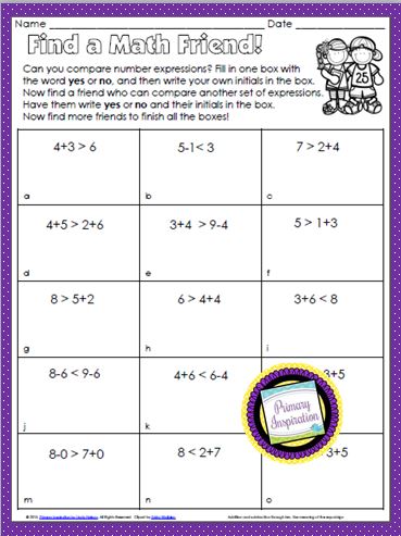 Primary Inspiration: Find a (Math!) Friend ... An Active Math Freebie!
