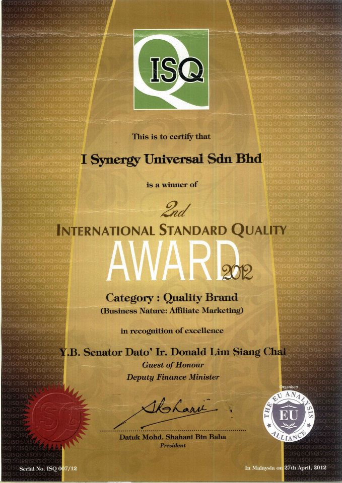 Sijil-Sijil Pengiktirafan Syarikat I Synergy Universal Sdn. Bhd.