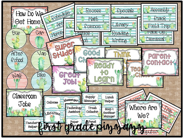 Cactus Classroom Theme - first grade pizzazz