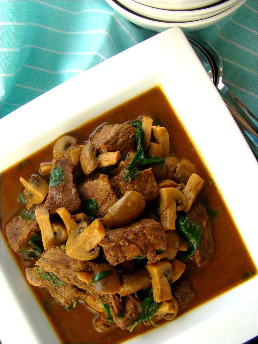 Stewed beef & mushrooms