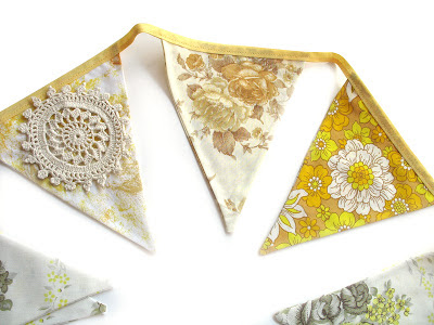 Merry-Go-Round Handmade: This week my Yellow Vintage / Lace Bunting ...