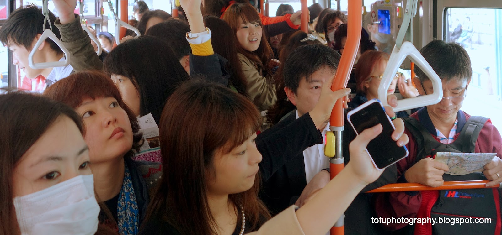 Tofu Photography: A crowded bus in Kyoto, Japan