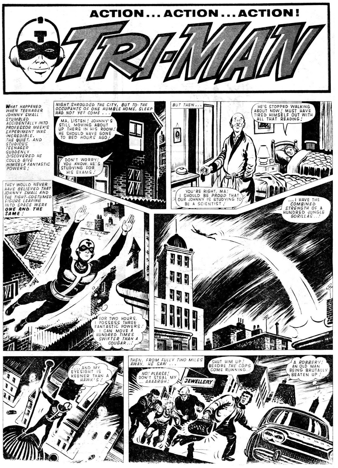 CRIVENS! COMICS & STUFF!: YIPPEEE! PART TWO OF THE INCREDIBLE TRI-MAN...