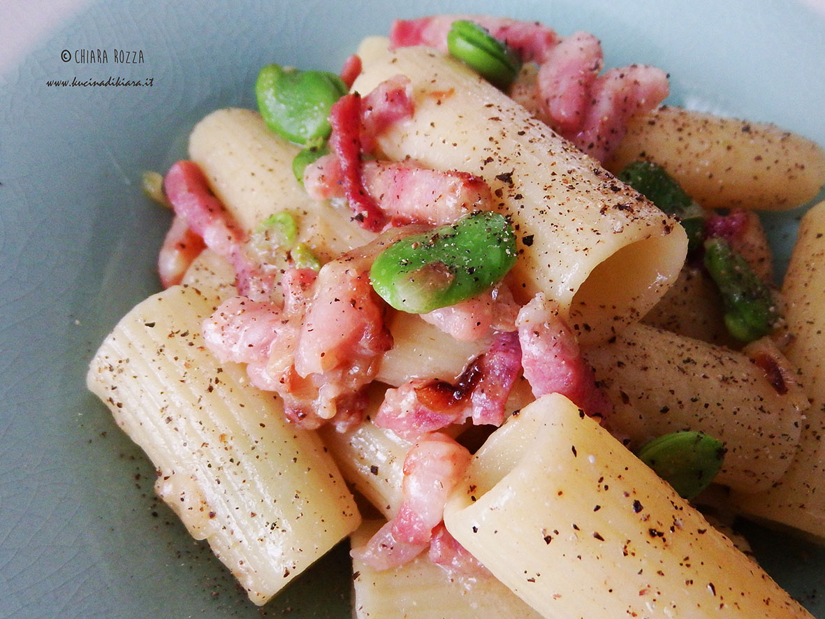 Rigatoni con fave, pancetta e pecorino | Kucina di Kiara