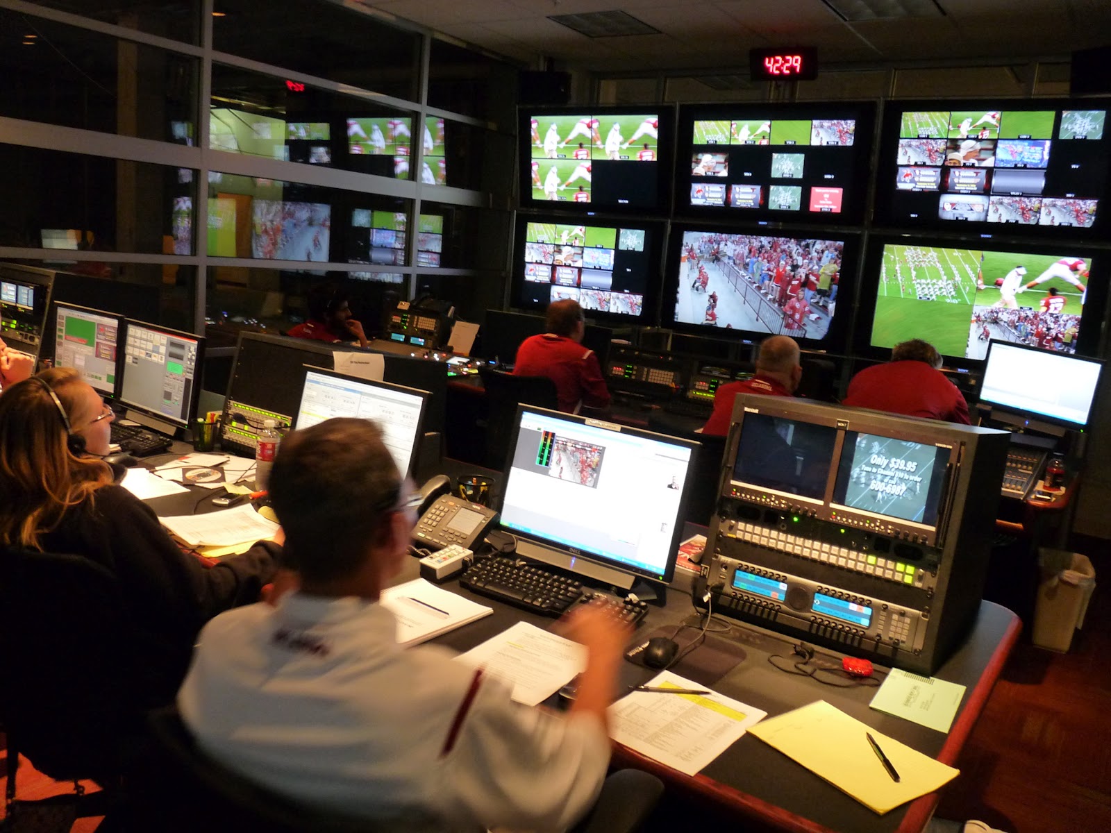 THE WORLD OF BROADCASTERS: programe control room for live sports matches