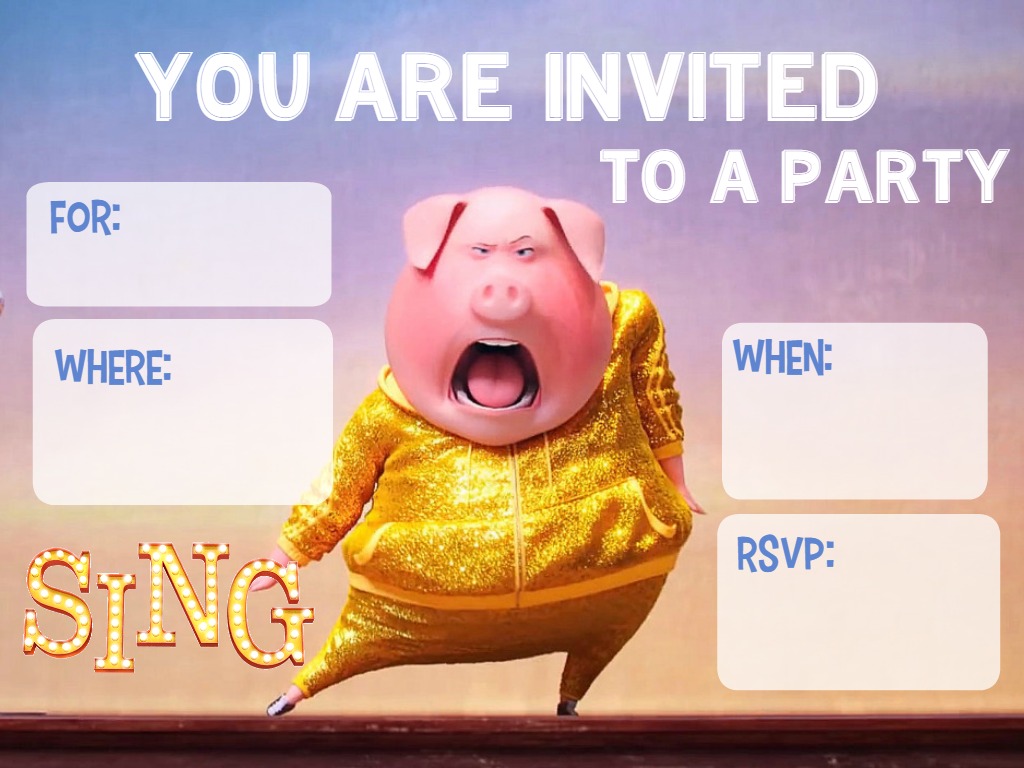 Musings of an Average Mom: Sing Movie Invitations