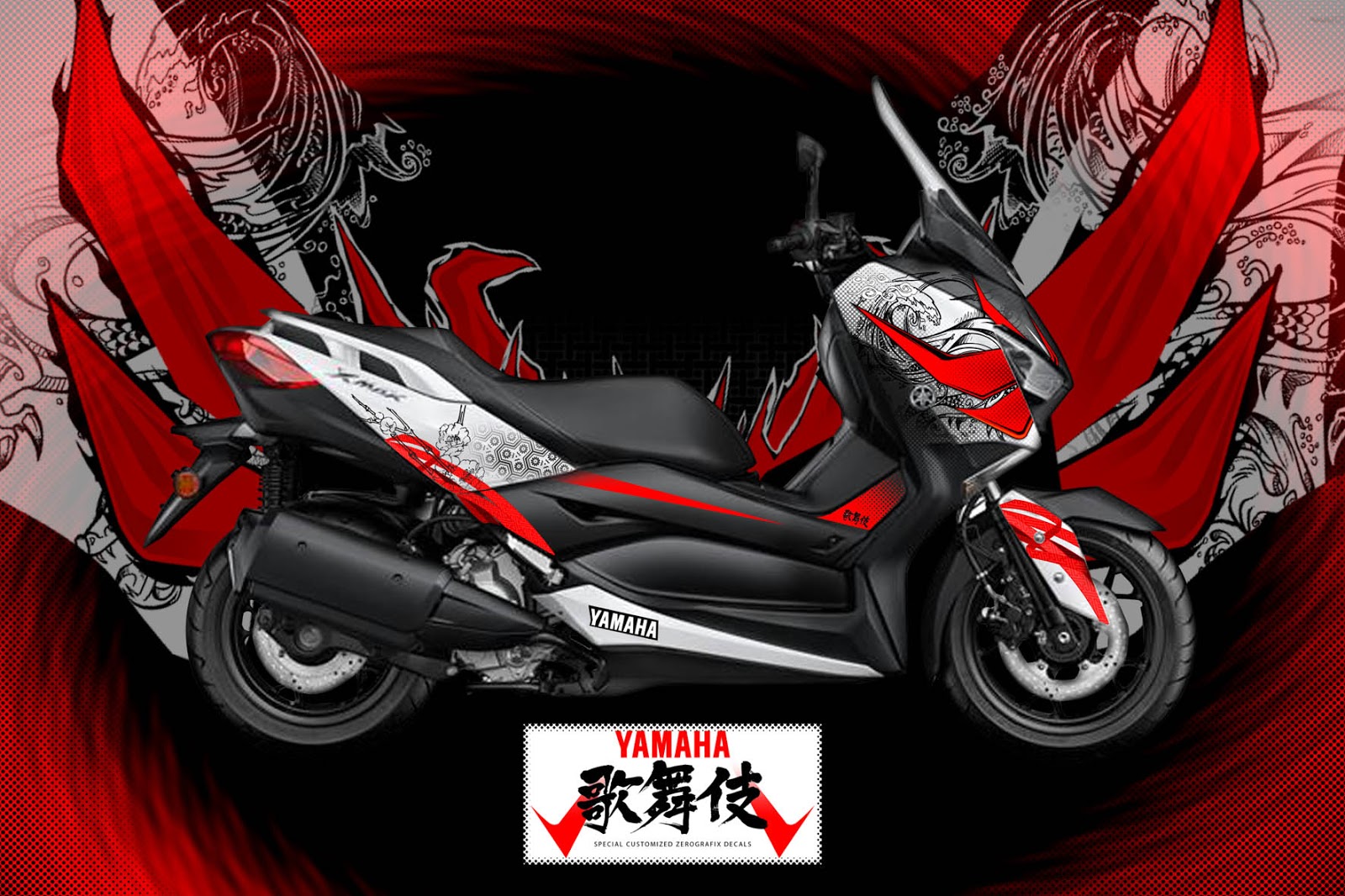Decal stickers Yamaha XMAX 250/300 KABUKI edition