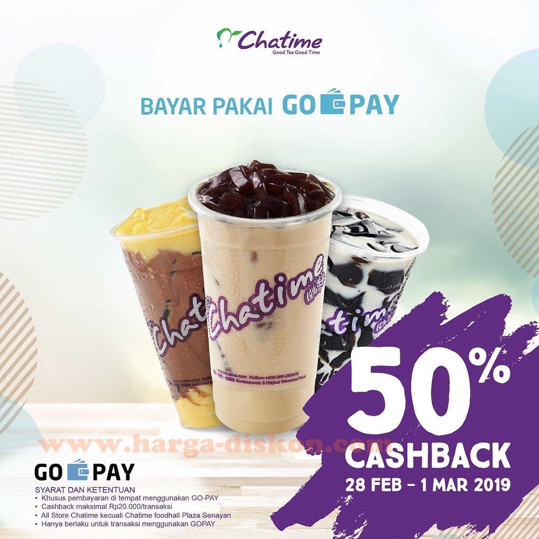 Beli Chatime dan bayar di tempat pakai GoPay dapat cashback 50%