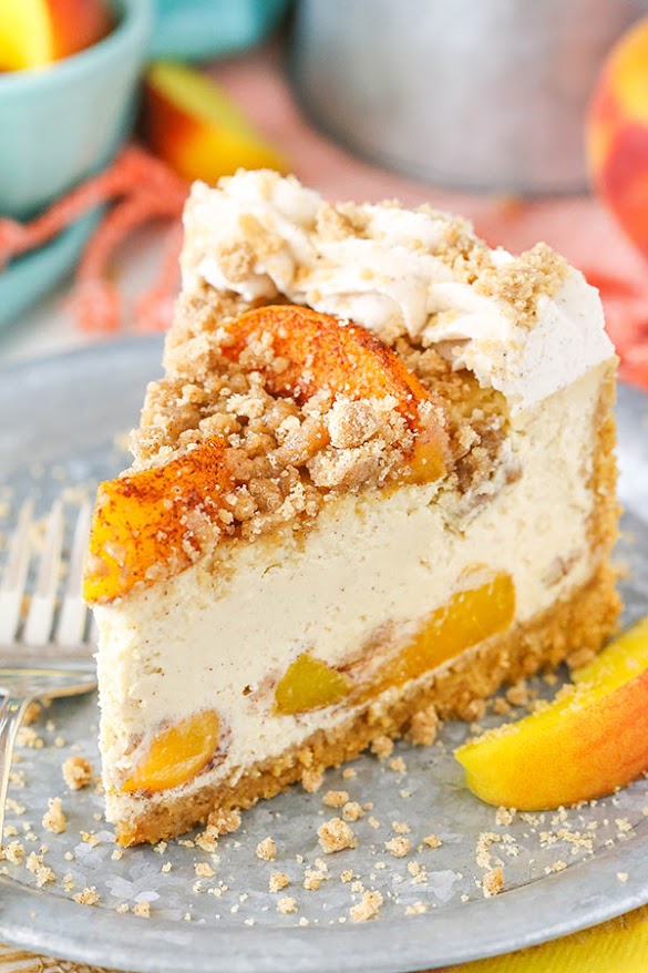 BOURBON PEACH STREUSEL CHEESECAKE