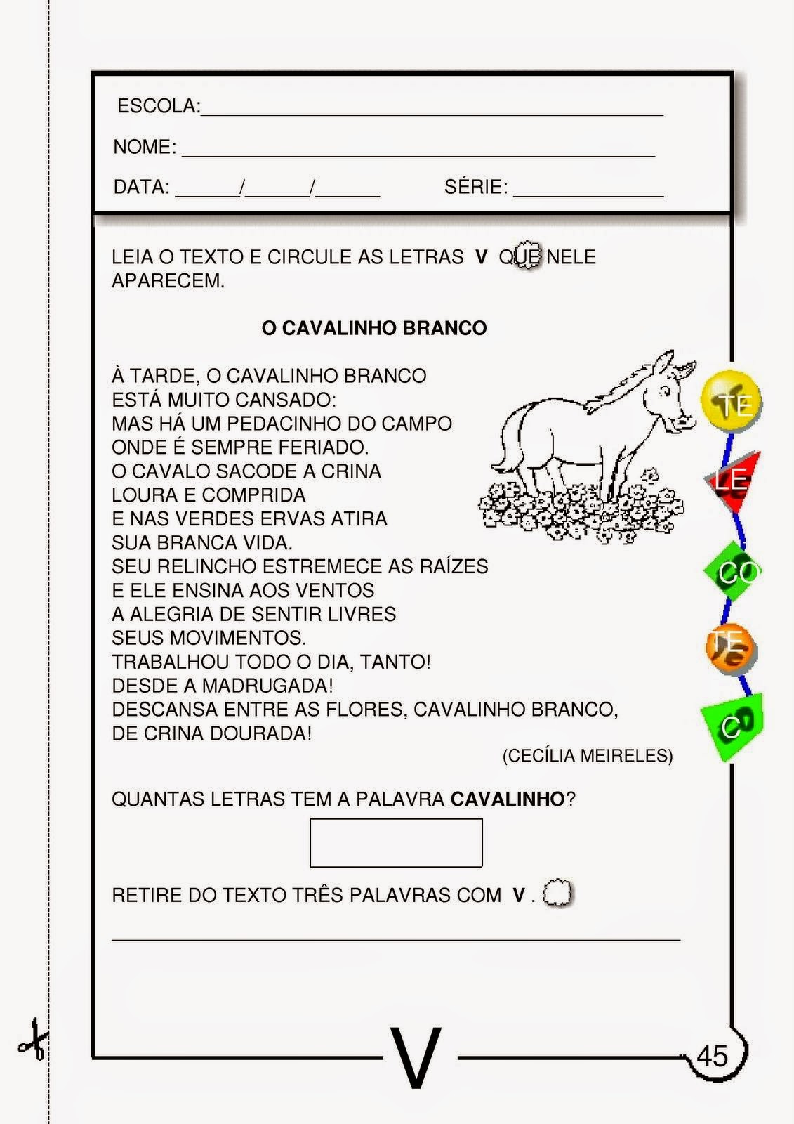 Atividades com a letra V para Alfabetização