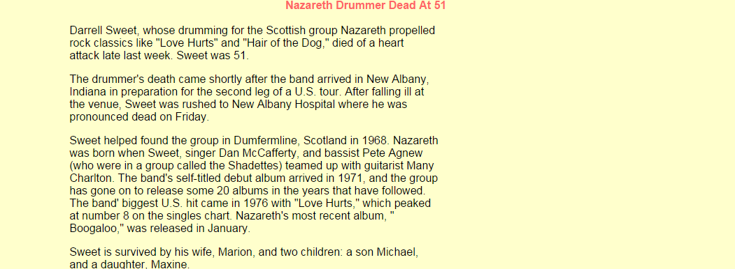 Roni & Nazareth: Darrell Sweet