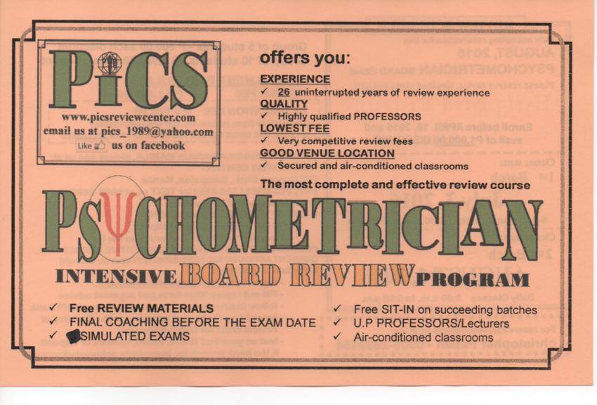 Philippine Psychometricians Licensure Exam Reviewer : Review Centers ...