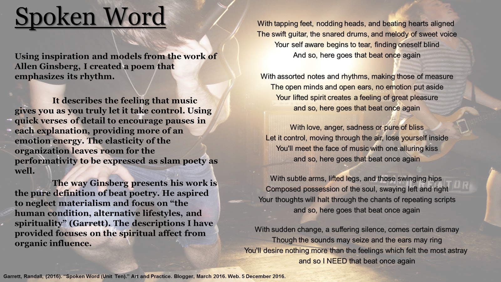 randall garrett // art and practice: Spoken Word (Unit Ten)